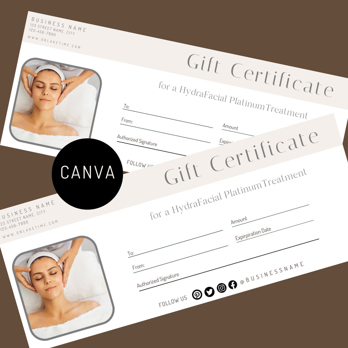 Facial Gift Certificate, Canva, Ivory Voucher, for Her Spa, Voucher ...