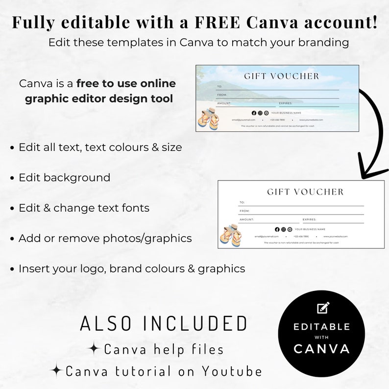 Printable Gift Certificate Templates, DIY Gift Voucher, Editable Gift ...