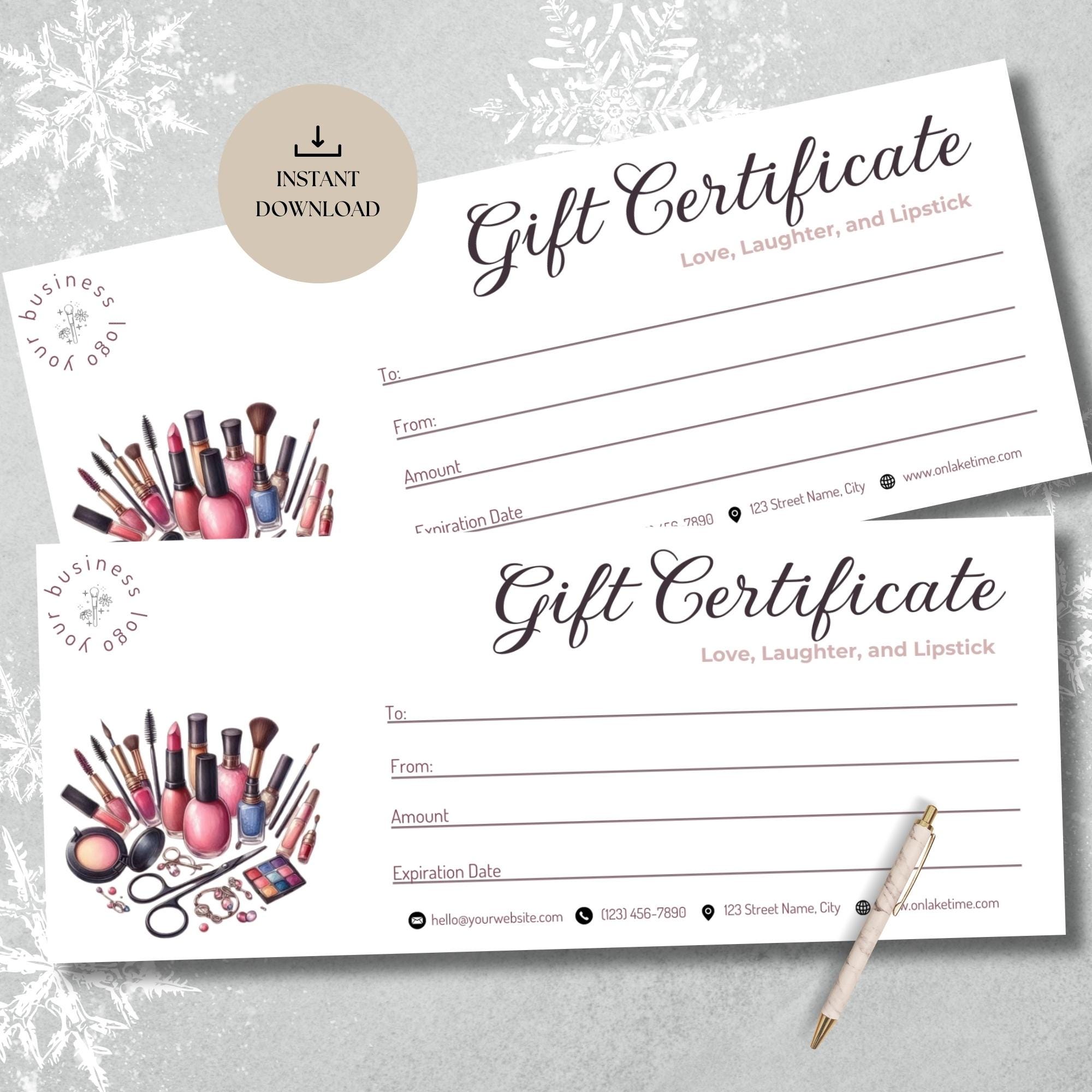 Editable Valentine's Day Makeup Gift Certificate, Beauty Service ...