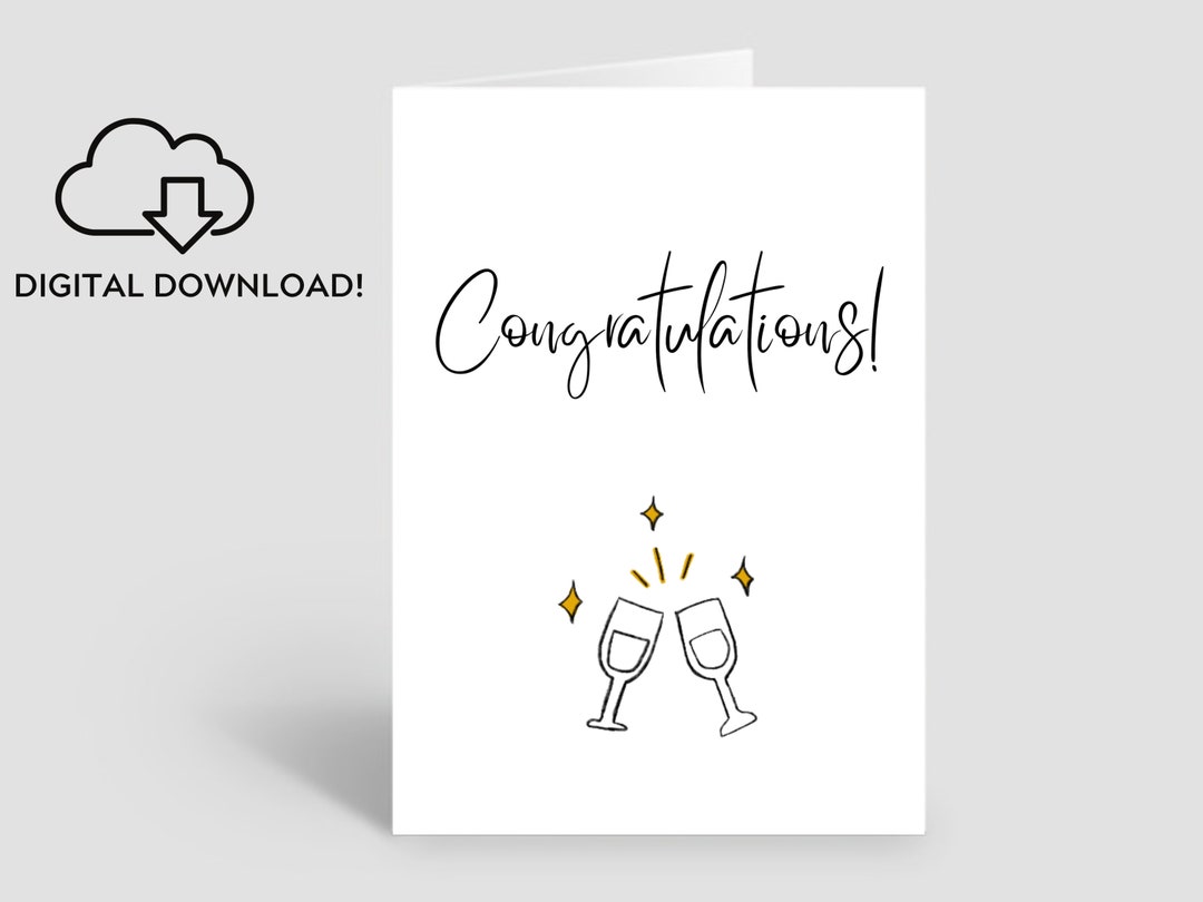 Printable Congratulations Champagne Card - Etsy