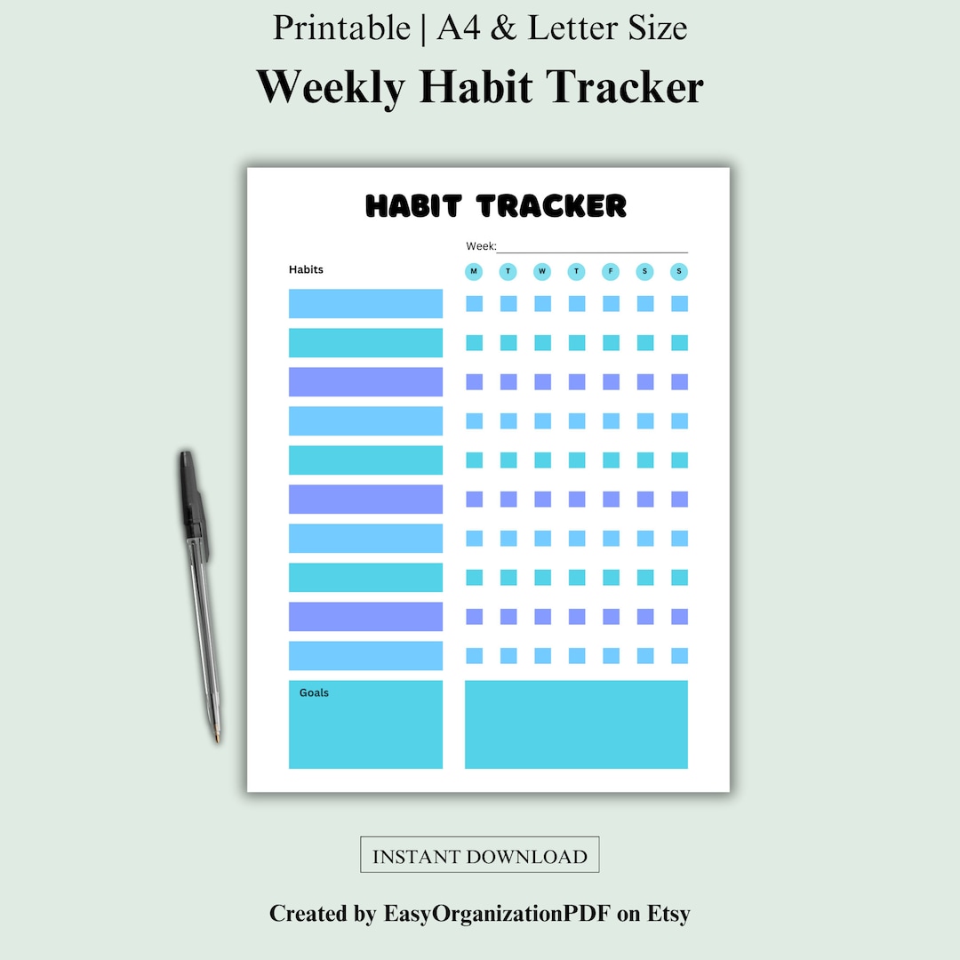 Printable Habit Tracker, Habit Tracking PDF, Habit Printable, Daily ...