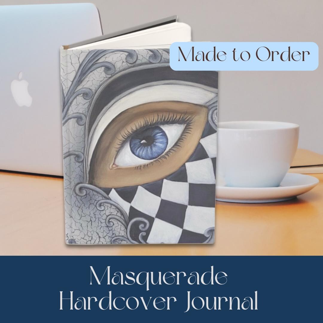 Masquerade Mask Hardcover Journal: Harlequin Pattern, Blue Eye Diary - Etsy