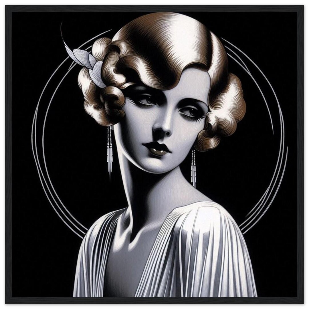 Art Deco Wall Art "modern Girl" Silver Screen Style Printed on Classic ...