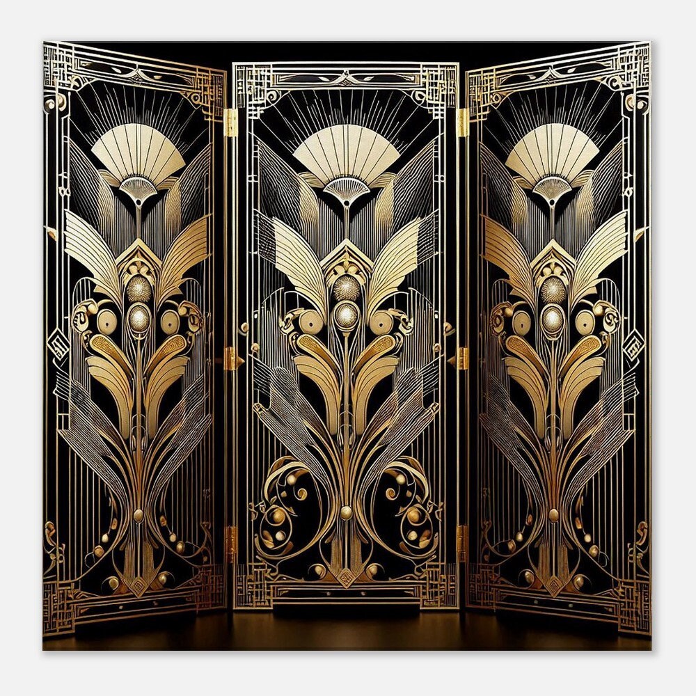 Art Deco Wall Art art Deco Screen Lotus Printed on Thin Canvas. Perfect ...