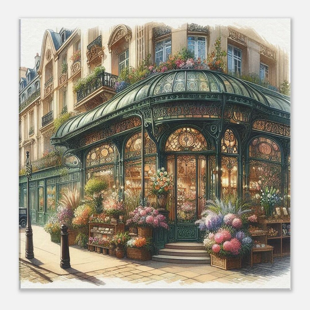 Art Deco Botanical Wall Art french Flower Shop Printed on Slim Canvas ...