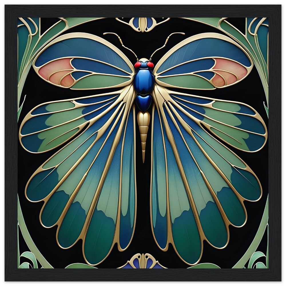 Art Nouveau Wall Art beautiful Insect Wings Classic Matte Paper Wooden ...
