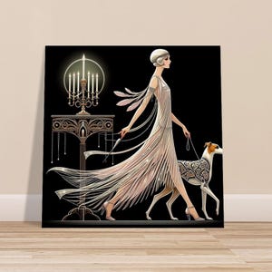 Art Deco Wall Art "flapper and Friend" Printed on Thin Canvas - Etsy