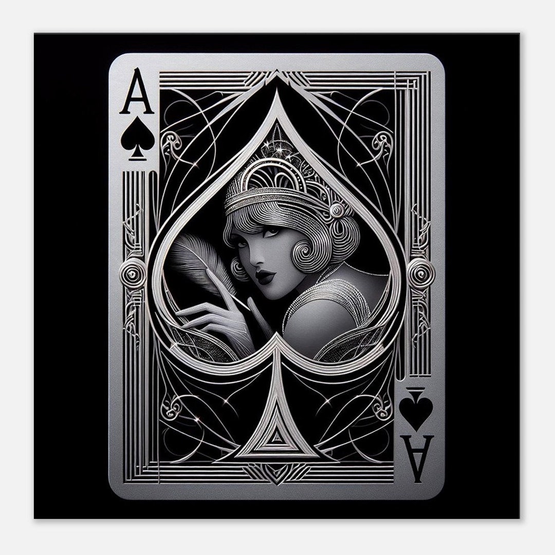 Art Deco Wall Art flapper Ace of Spades Printed on Thin Canvas. Great ...