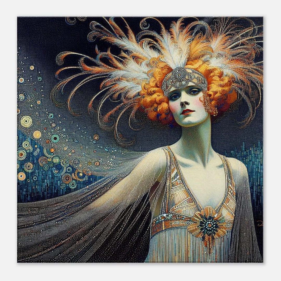 Art Deco Flapper Canvas Print | Stylized Klimt-inspired Wall Art - Etsy