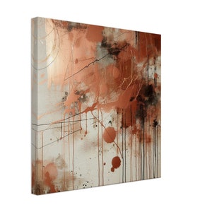 Abstract Art "trickling Copper" Printed on Thin Canvas. Modern Wall Art ...