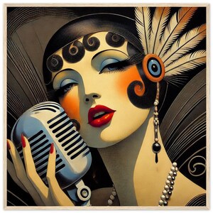 Art Deco Wall Art 'chanteuse' - Mounted Framed Poster on Premium Matte ...