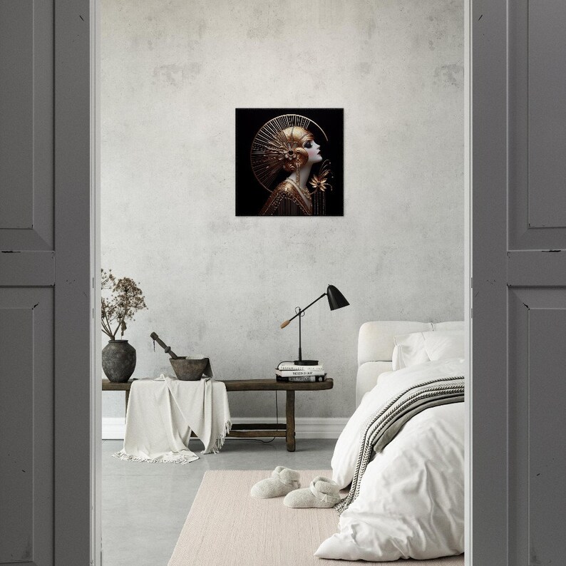Wall Art Deco Stylized Flapper Print on Thin Square Canvas, Living Room ...