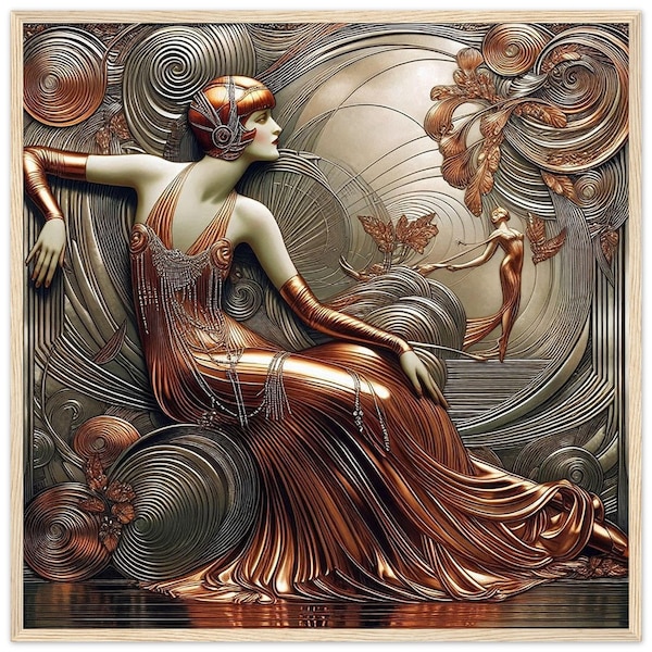 Art Deco Wall Art graceful Maiden Printed on Thin Canvas. Stunning Home ...