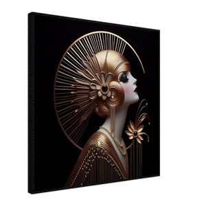 Wall Art Deco Stylized Flapper Print on Thin Square Canvas, Living Room ...