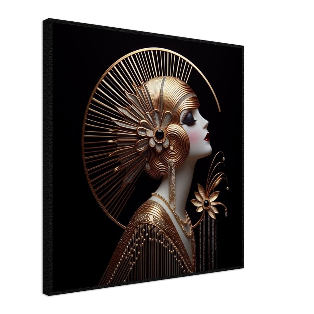 Wall Art Deco Stylized Flapper Print on Thin Square Canvas, Living Room ...