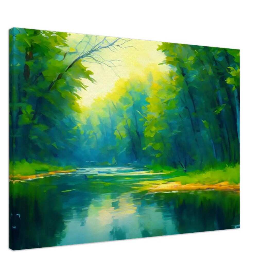 Forest Wall Art Slim Canvas, Forest Tree Art Prints, Forest River ...