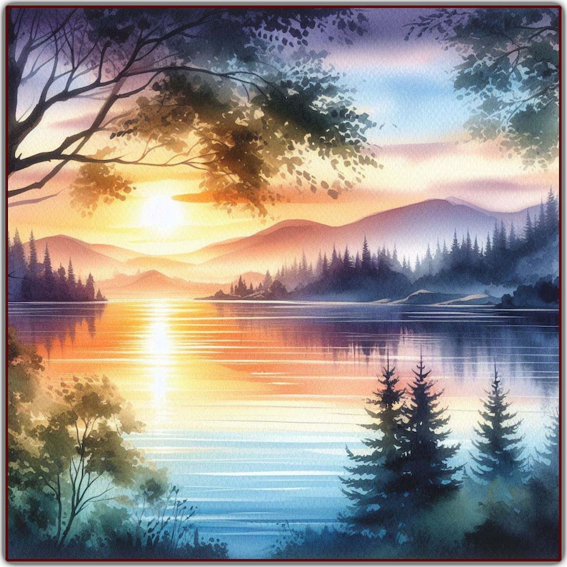 Nature Wall Art dazzling sunset on the Lake Print on Canvas - Etsy