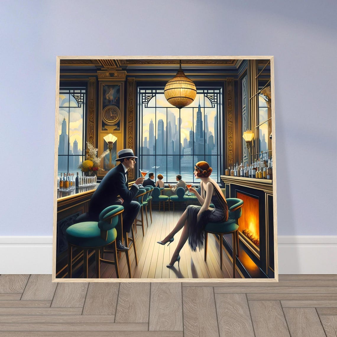 Art Deco Framed Art, "cocktails and Romance" Minimalist Bar Courtship ...