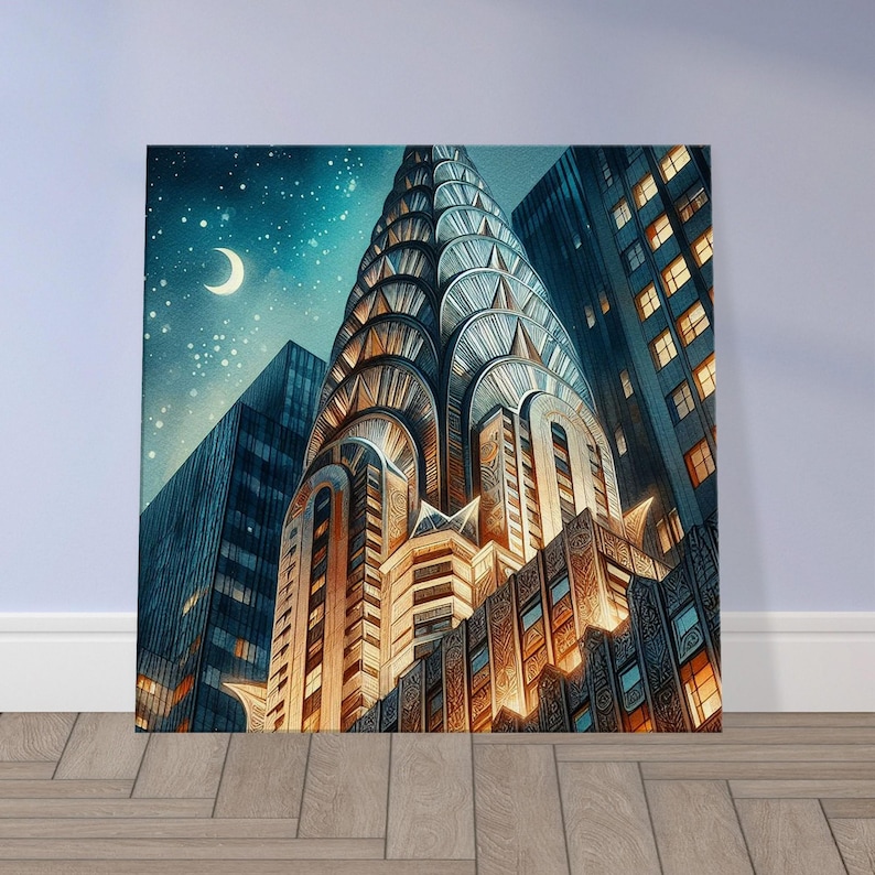 Art Deco Chrysler Building Night View, Canvas Wall Art - Etsy