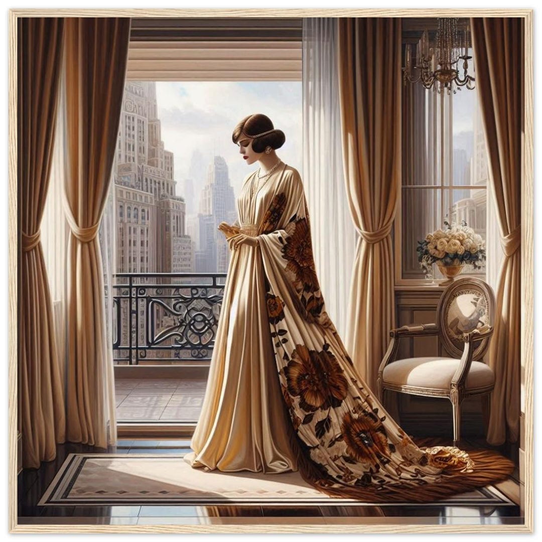 Art Deco Wall Art "satin Floral Cape" Premium Matte Paper Framed in ...