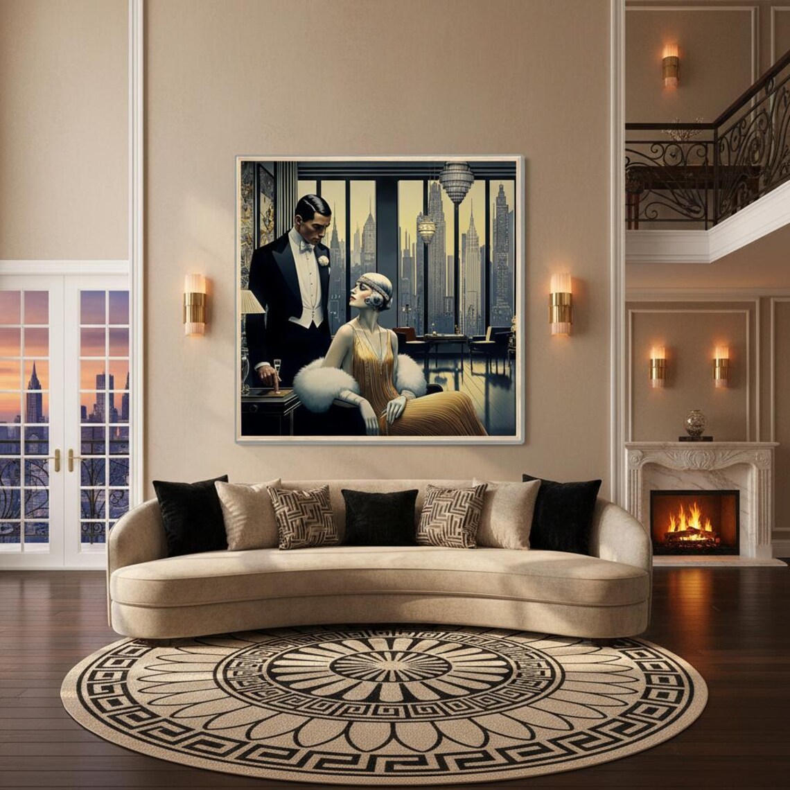 Art Deco Wall Art Framed Poster - "late for the Overture" - Luxury Home ...