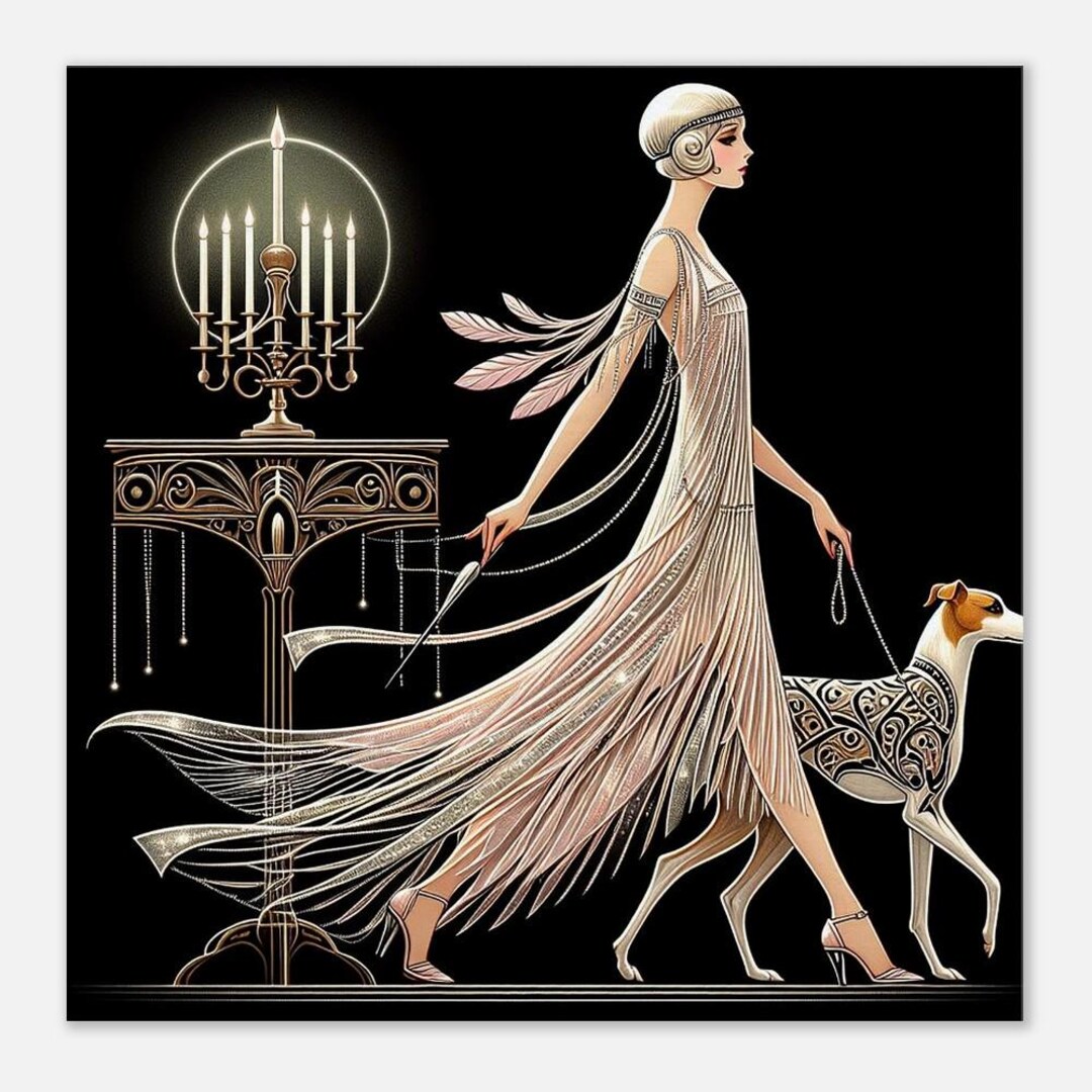 Art Deco Wall Art "flapper and Friend" Printed on Thin Canvas - Etsy
