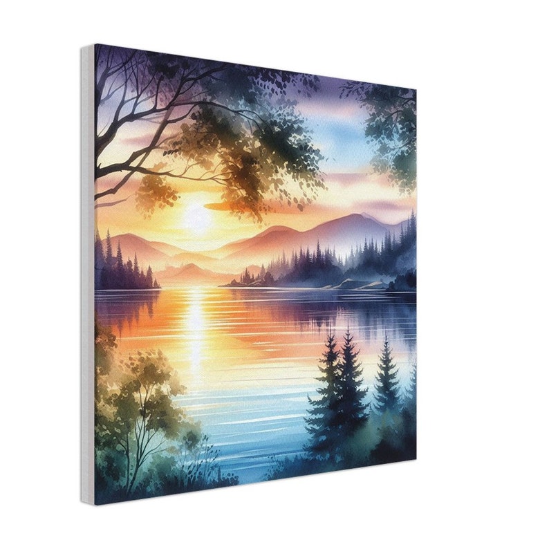Nature Wall Art dazzling sunset on the Lake Print on Canvas - Etsy