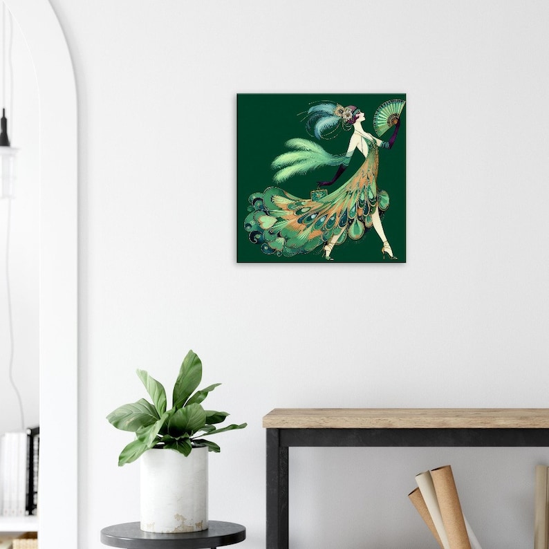 Art Deco Wall Art flapper With Fan Printed on Thin Canvas. A Pretty ...