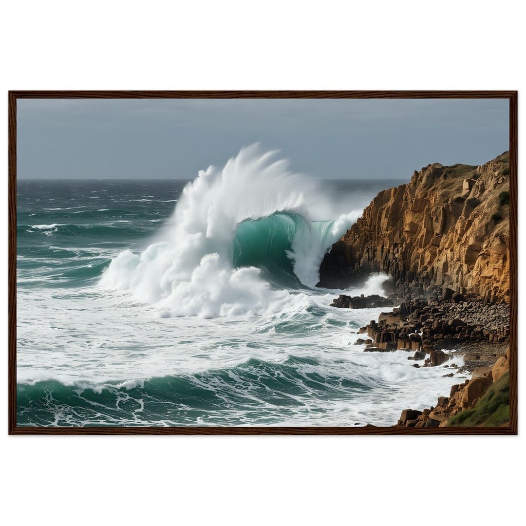Nature Wall Art crashing Waves Framed Poster Coastal Wall Art - Etsy