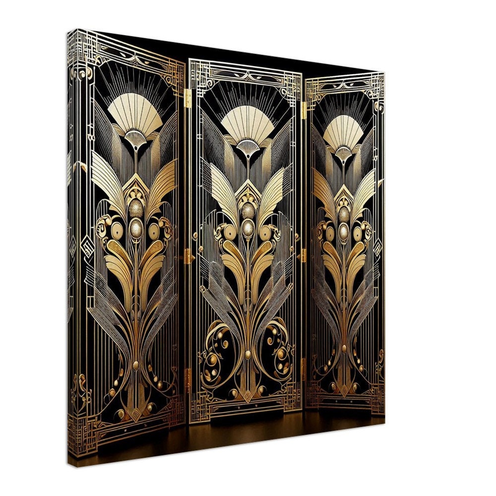 Art Deco Wall Art art Deco Screen Lotus Printed on Thin Canvas. Perfect ...