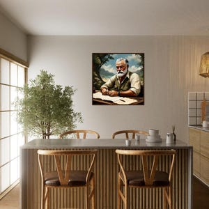 Hemingway Wall Art ernest Hemingway Writing at His Desk, Premium Matte ...