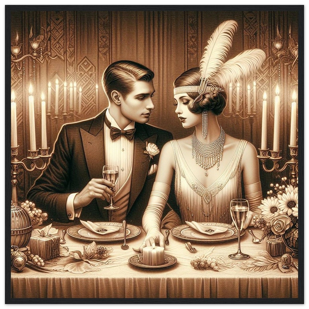 Art Deco Wall Art "art Deco Romance" Classic Matte Paper Wooden Framed ...