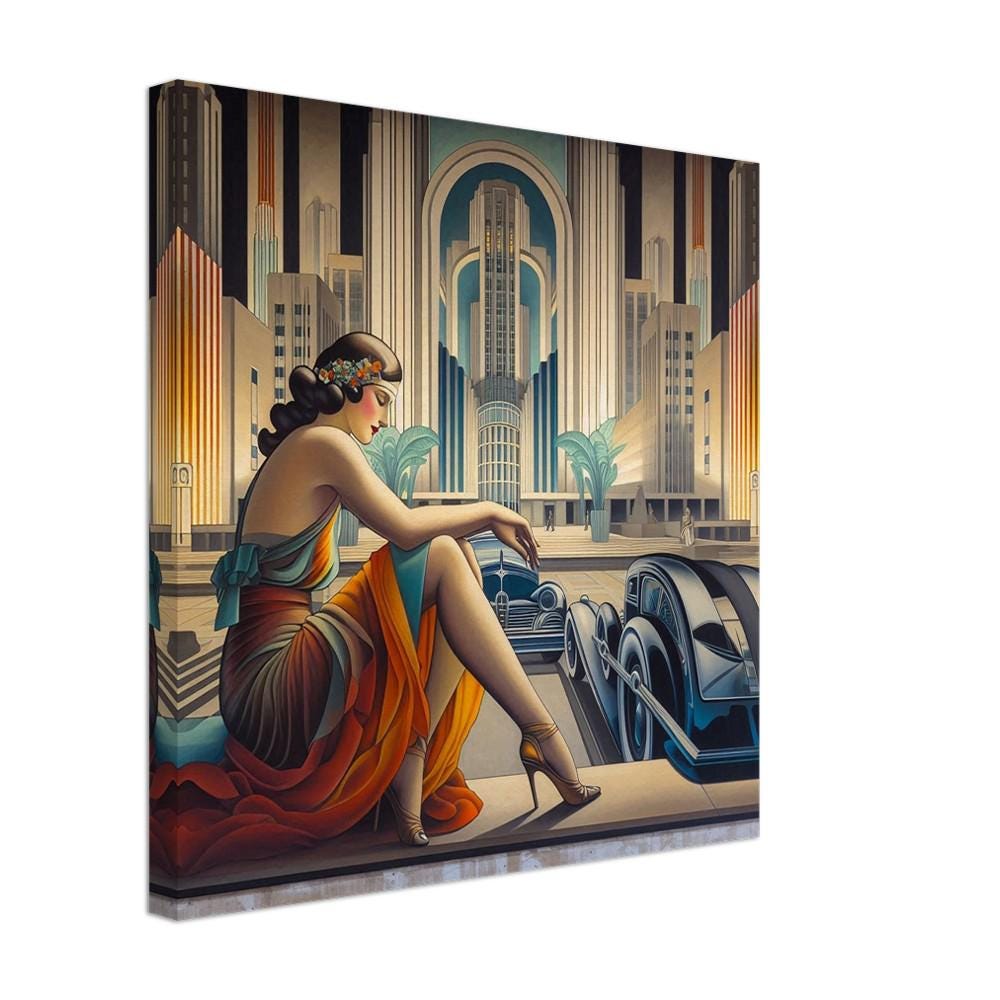 Art Deco Wall Art detroit Detail Wall Mural Printed on Thin Canvas ...