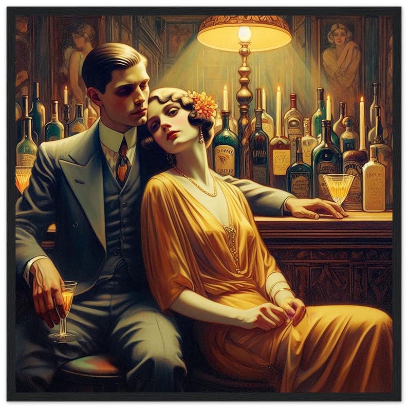 Art Deco "nuzzling" Print, Butter Yellow Couple, Framed Wall Art - Etsy