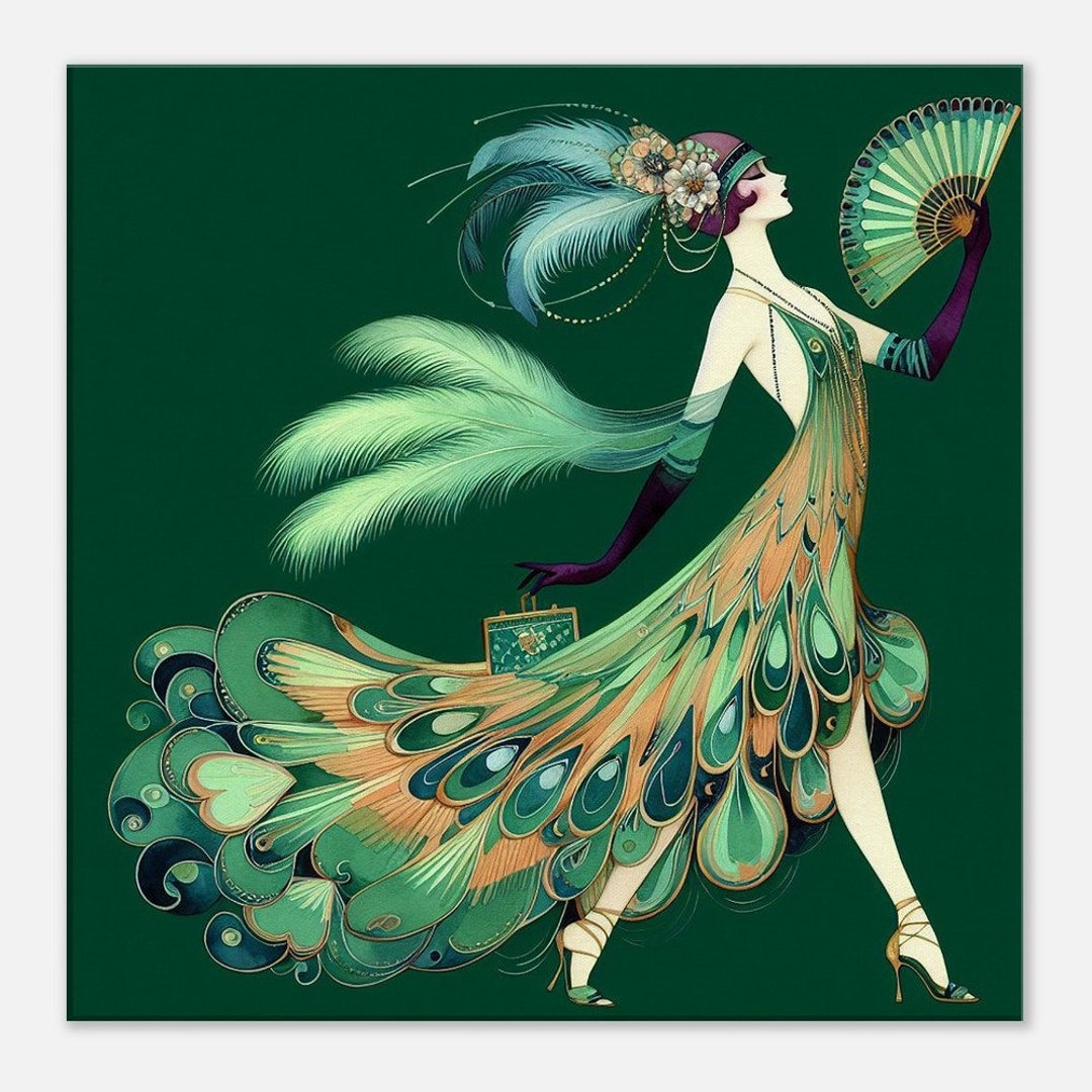 Art Deco Wall Art "flapper With Fan" Printed on Thin Canvas. A Favored ...
