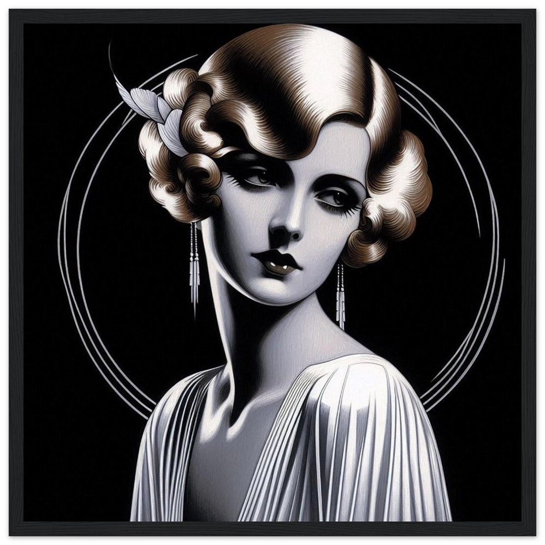 Art Deco Wall Art modern Girl Silver Screen Style Printed on Classic ...