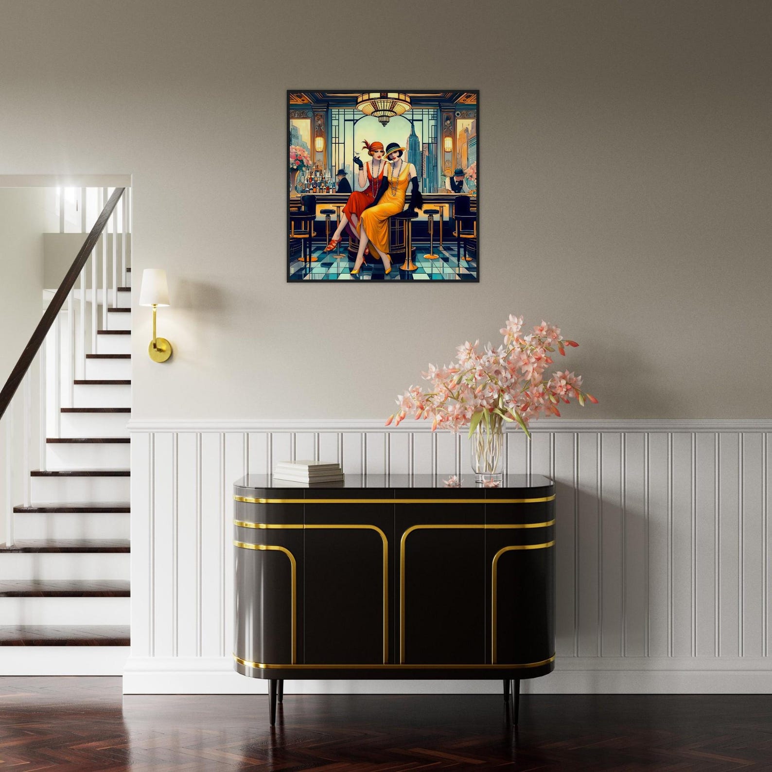 Art Deco Flapper Girls Framed Poster – Retro Cocktail Lounge Wall Art ...