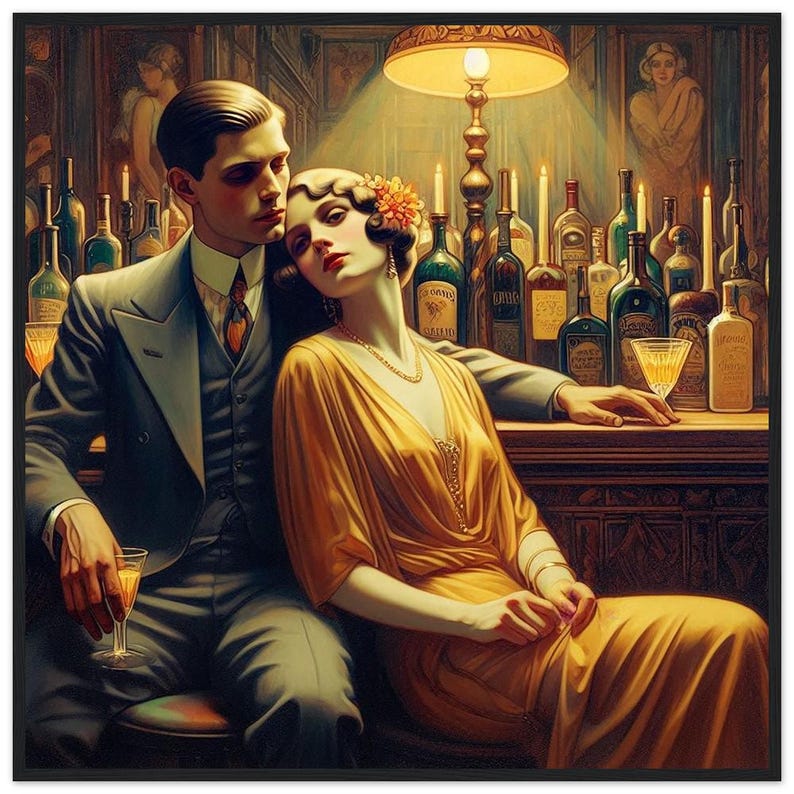 Art Deco "nuzzling" Print, Butter Yellow Couple, Framed Wall Art - Etsy