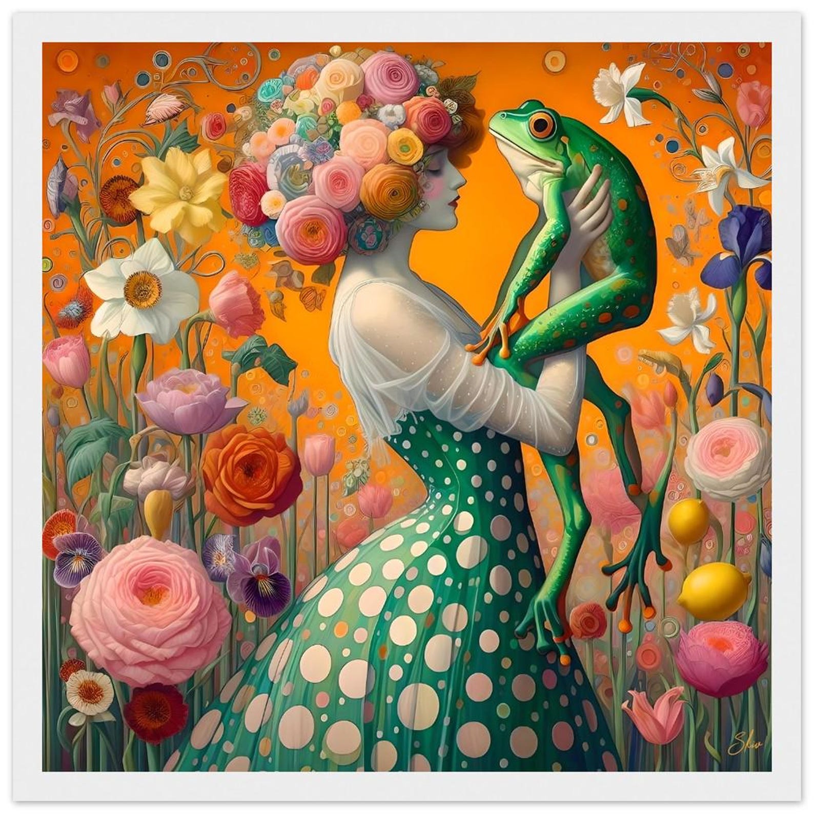 Art Deco Princess and Frog Framed Poster – Whimsical Nursery Wall Art ...