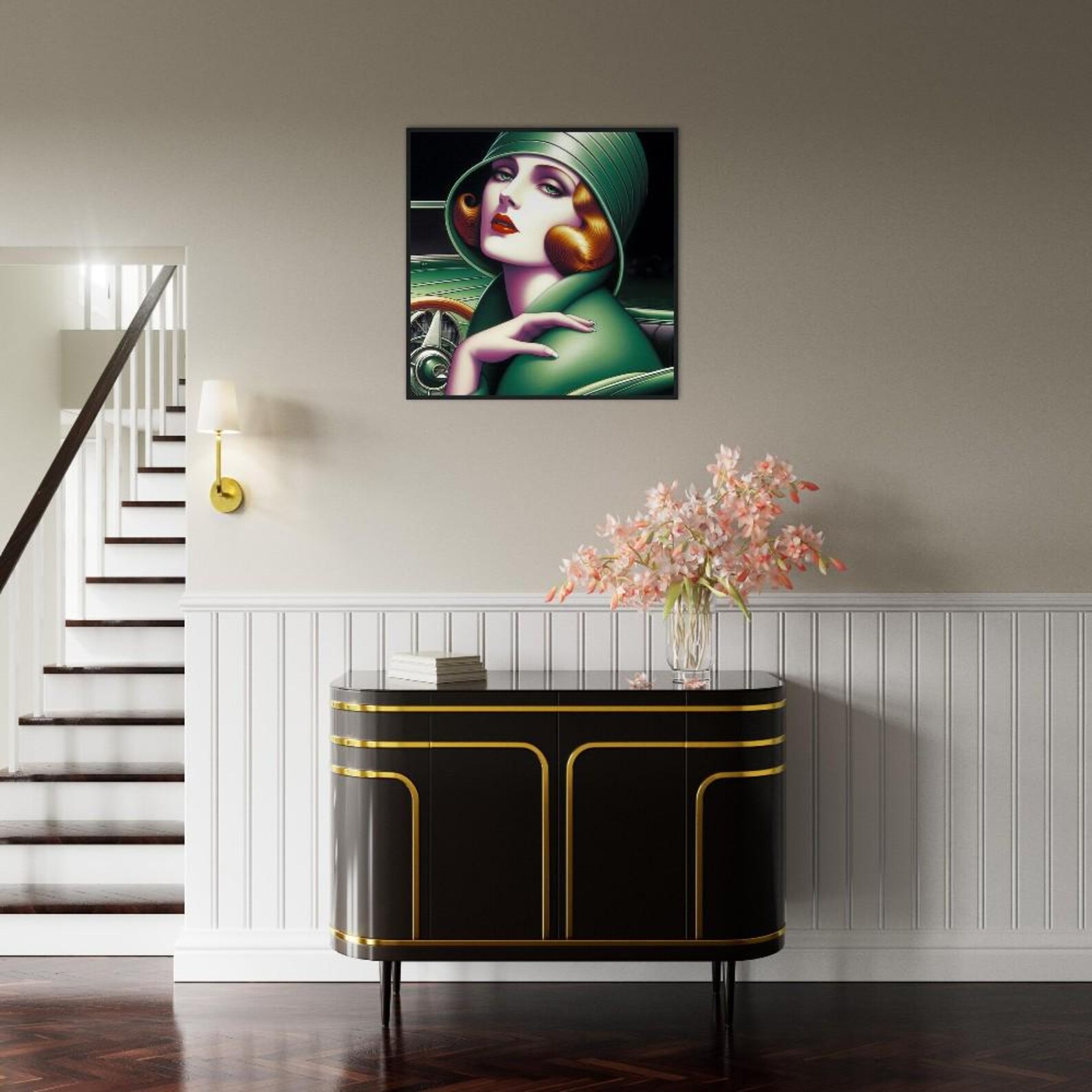 Art Deco Wall Art Lempicka Inspired green Vamp Printed on Premium Matte ...