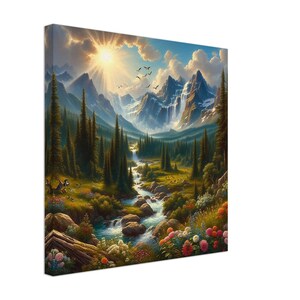 Landscape Wall Art "spring Sunrise in the Wilderness" on Slim Canvas ...