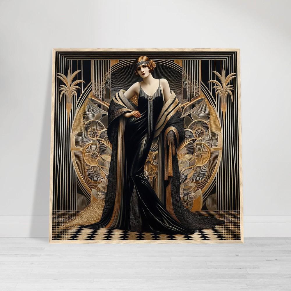 Art Deco Wall Art 'inamorata' Premium Matte Paper Mounted Framed Poster ...