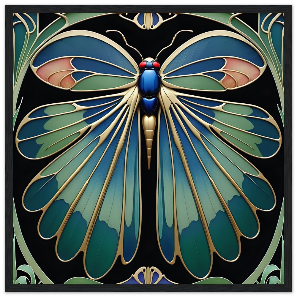 Art Nouveau Wall Art beautiful Insect Wings Classic Matte Paper Wooden ...