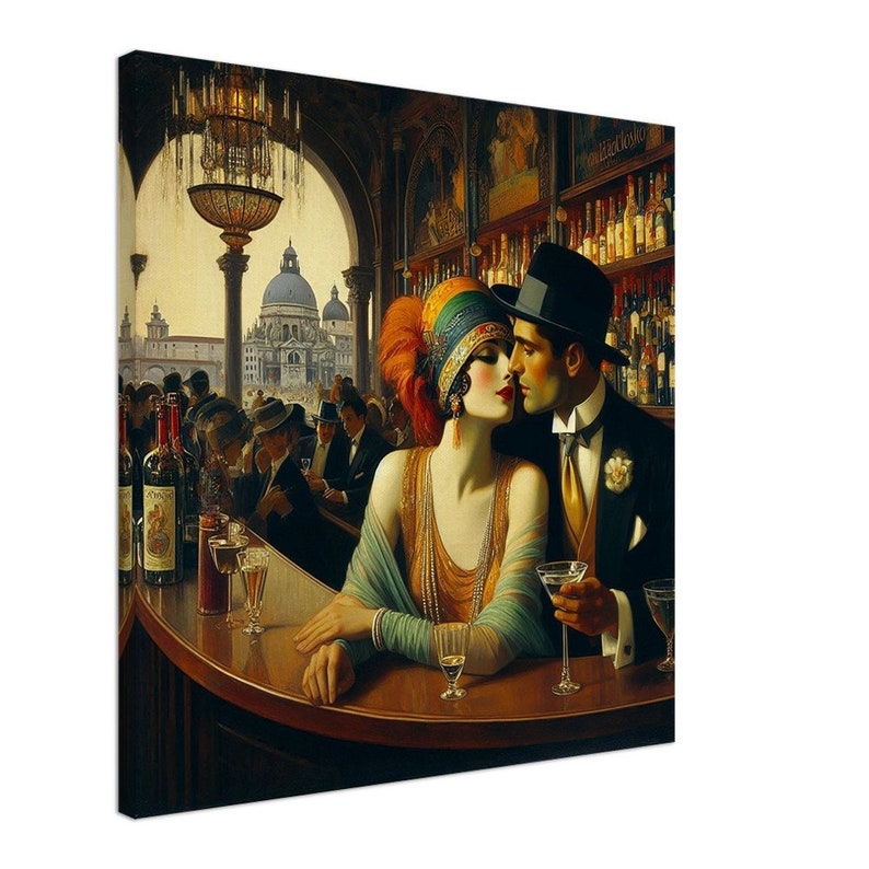 Art Deco Wall Art romantic Interlude Printed on Thin Canvas. for Your ...