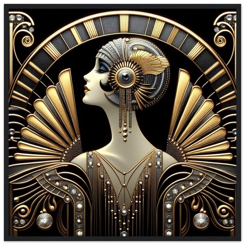 Wall Art Deco Stylized Flapper Printed on Classic Matte Paper Black ...