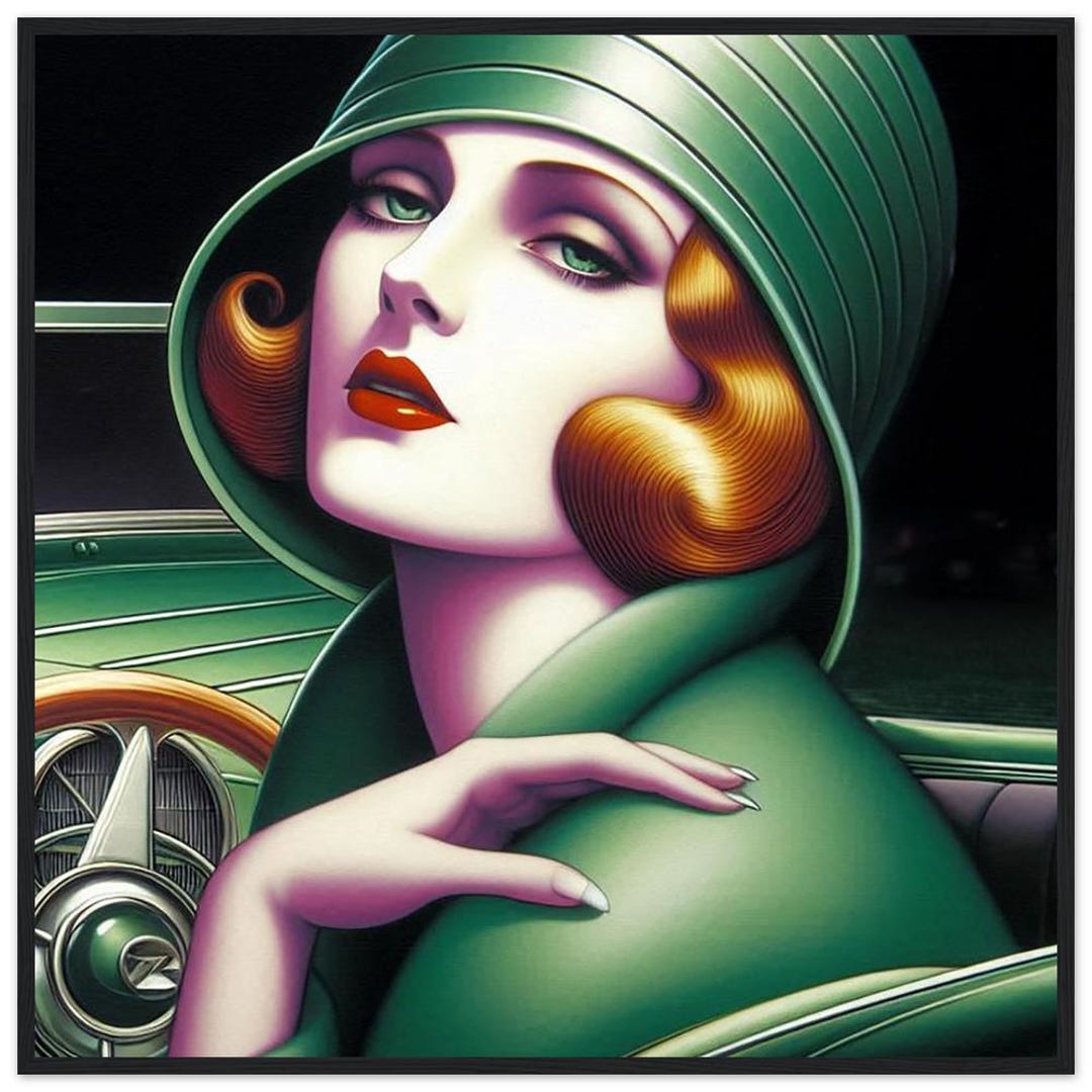 Art Deco Wall Art | "green Vamp" Printed on Premium Matte Paper Framed ...
