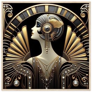 Wall Art Deco Stylized Flapper Printed on Classic Matte Paper Black ...