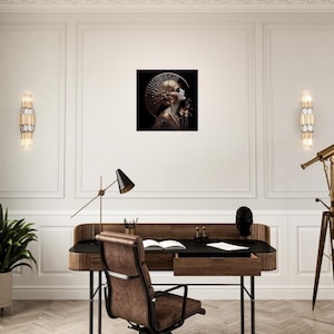 Wall Art Deco Stylized Flapper Print on Thin Square Canvas, Living Room ...