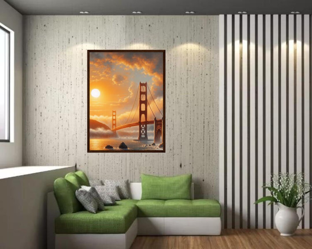 Wall Art golden Gate Bridge at Sunset Classic Matte Paper Framed Print ...