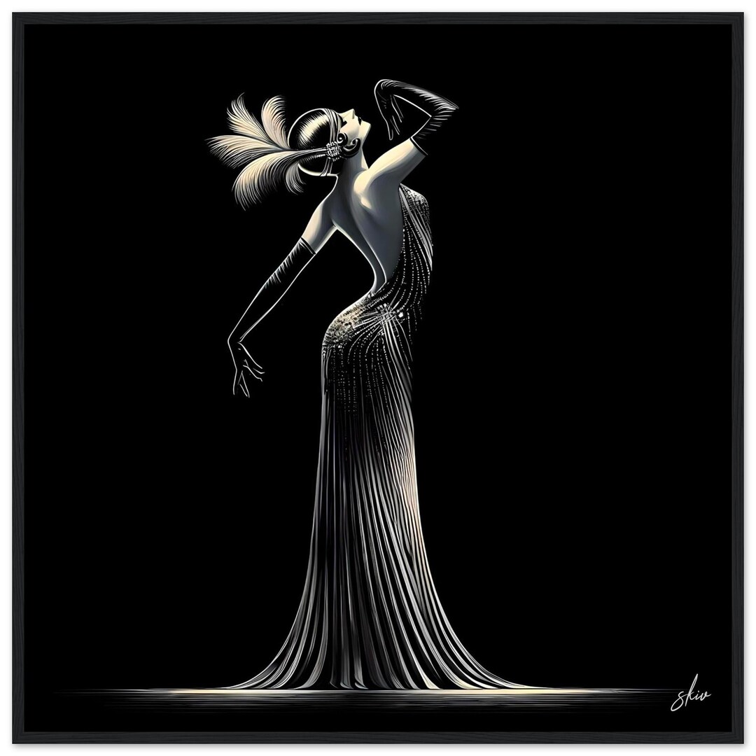 Art Deco 'the Singer' Framed Poster – Elegant Lady in Black Gown - Etsy